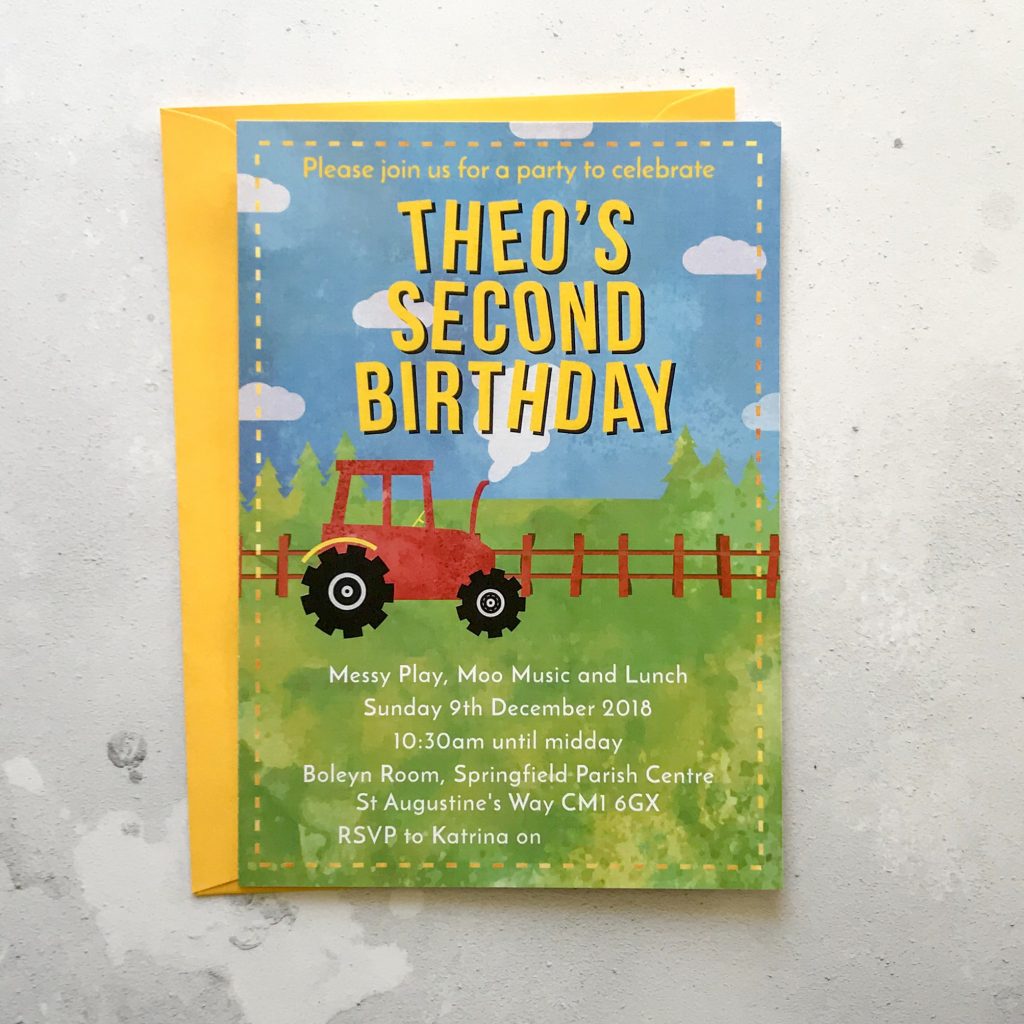 Tractor Birthday Party Invitations - Designed by Joe