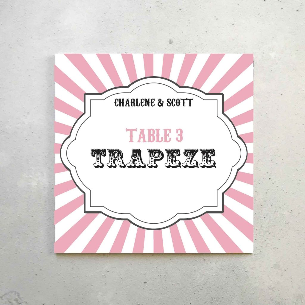 Carnival Table Signs - Designed by Joe
